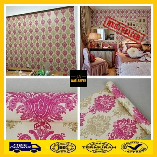 Jual Wallpaper Dinding Batik Pink Gold | Shopee Indonesia