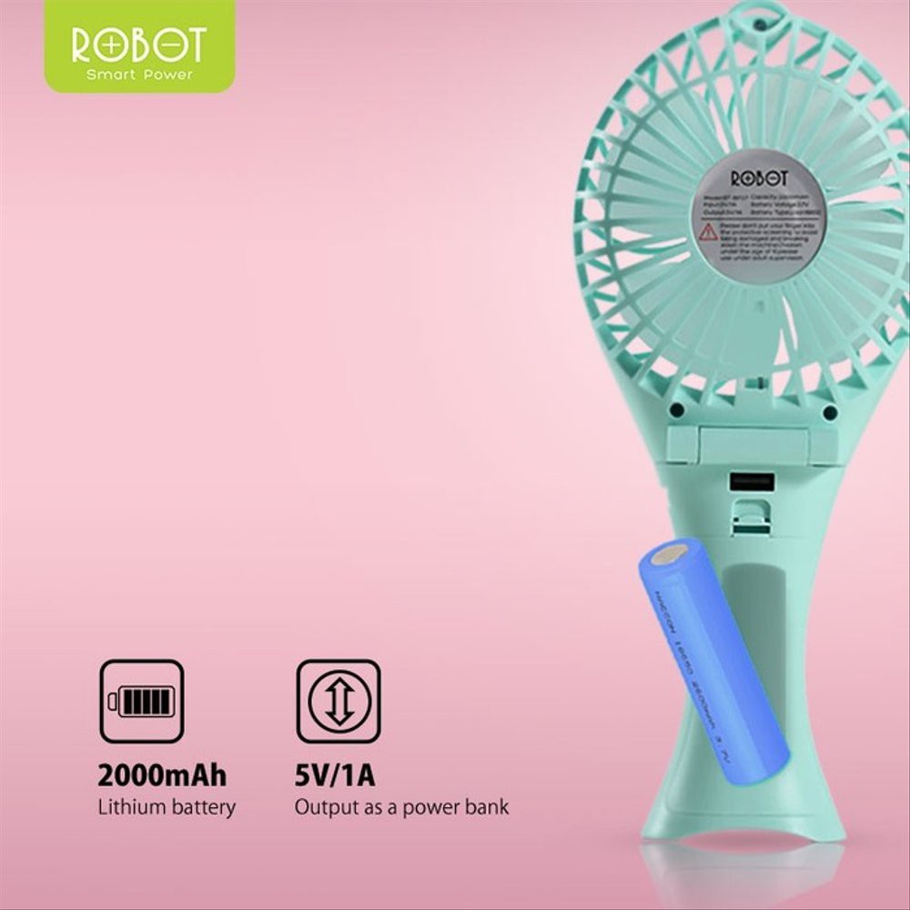 Jual Mini Fan + Power Bank ROBOT RT-BF07 2000mAh Mermaid Shape Portable ...