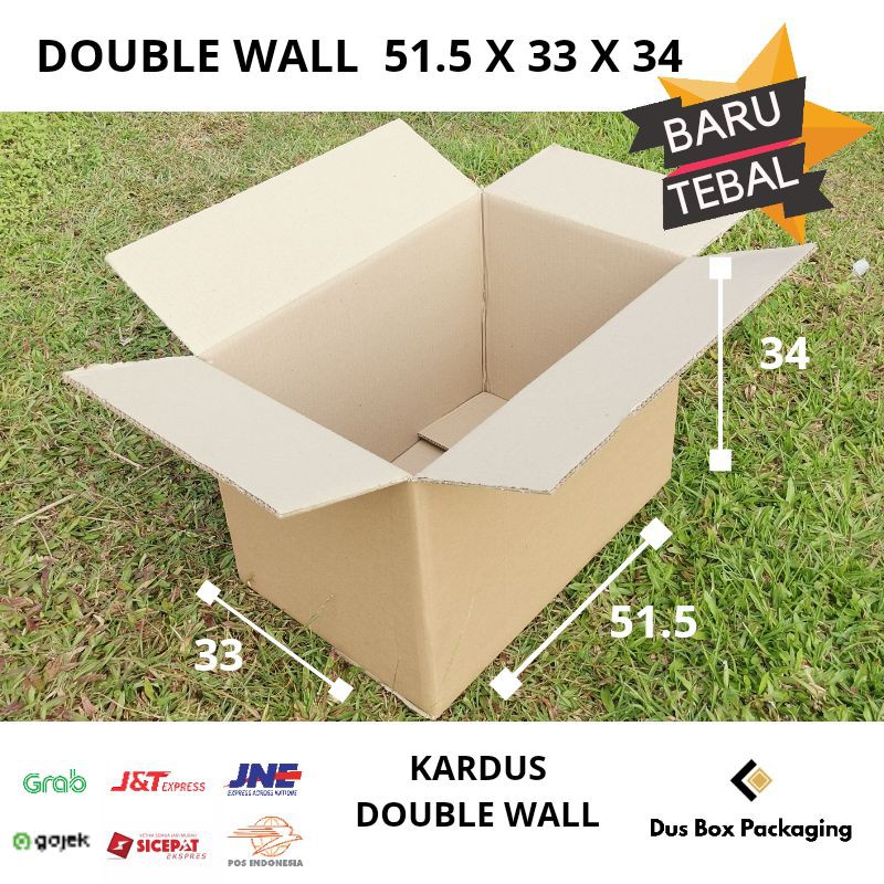 Jual Kardus box karton double wall 51.5X33X34 cm kotak packing (tebal ...