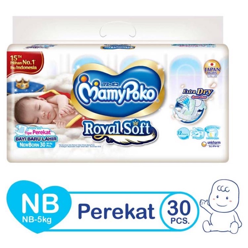 Jual MamyPoko Royal Soft Newborn 30s & 52s - Diapers Bayi Perekat NB ...