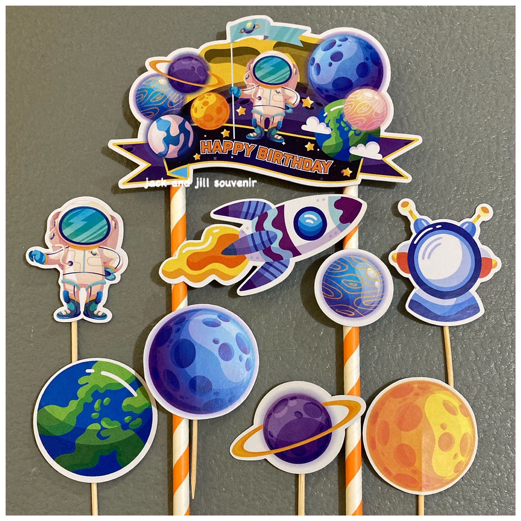 Jual cake topper astronout - hiasan tusukan kue ulang tahun astronot ...