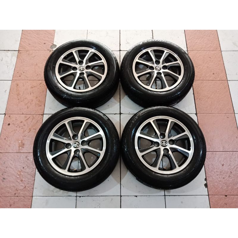 Jual velg mobil seken bekas copotan mobil calya ting 14 lebar 5 pcd 4x100 et 45 warna Grey polis ...