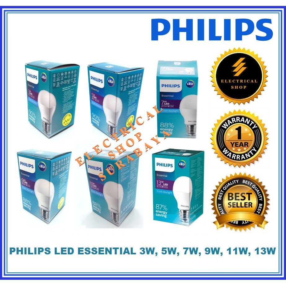 Jual LAMPU LED BULB PHILIPS 3 W - 15 WATT ESSENTIAL ESS (GROSIR) 3W 5W 7W 9W 11W 13W 15W BOHLAM ...