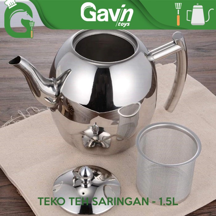 Jual Teko Teh Stainless 1.5L Teapot Infuser 1500ml Teko Saringan Silver ...