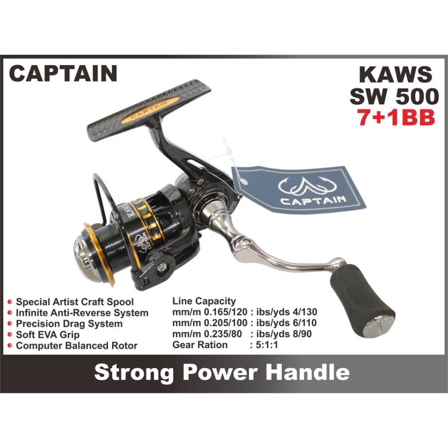 Jual Reel Pancing Ultralight Power Handle Captain Kaws 500 SW dan 800 SW Ringan Kuat Bisa Kolam ...