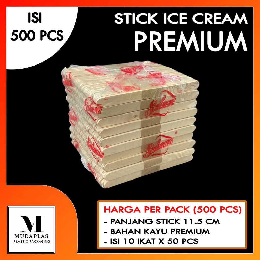 Jual Stick Ice Cream Premium / Stik Kayu Gagang Es Krim Polos isi 500 ...
