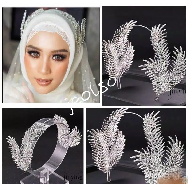 Jual mahkota perempuan/wedding crown headpiece/mahkota pengantin hijab ...