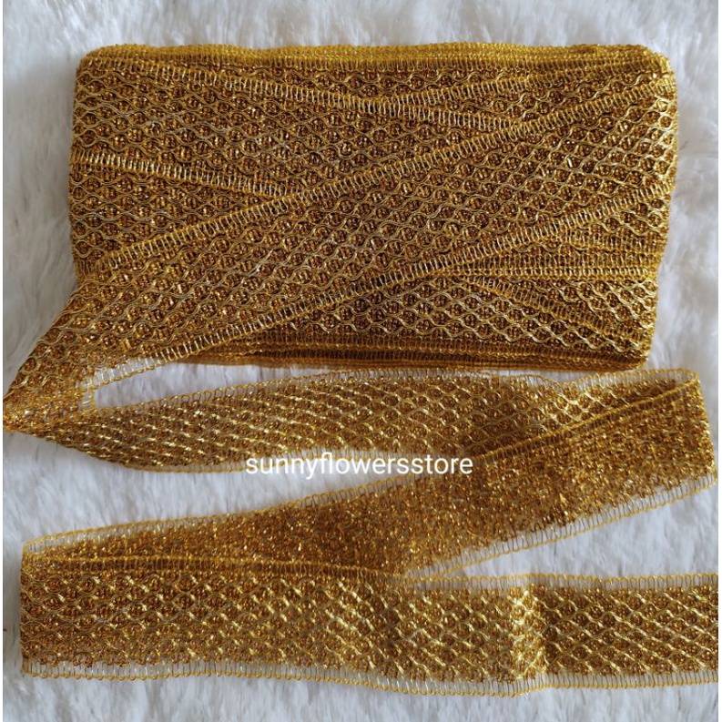 Jual RENDA GOLD MOTIF 1316 LEBAR 4 CM ISI 17 YARD | Shopee Indonesia