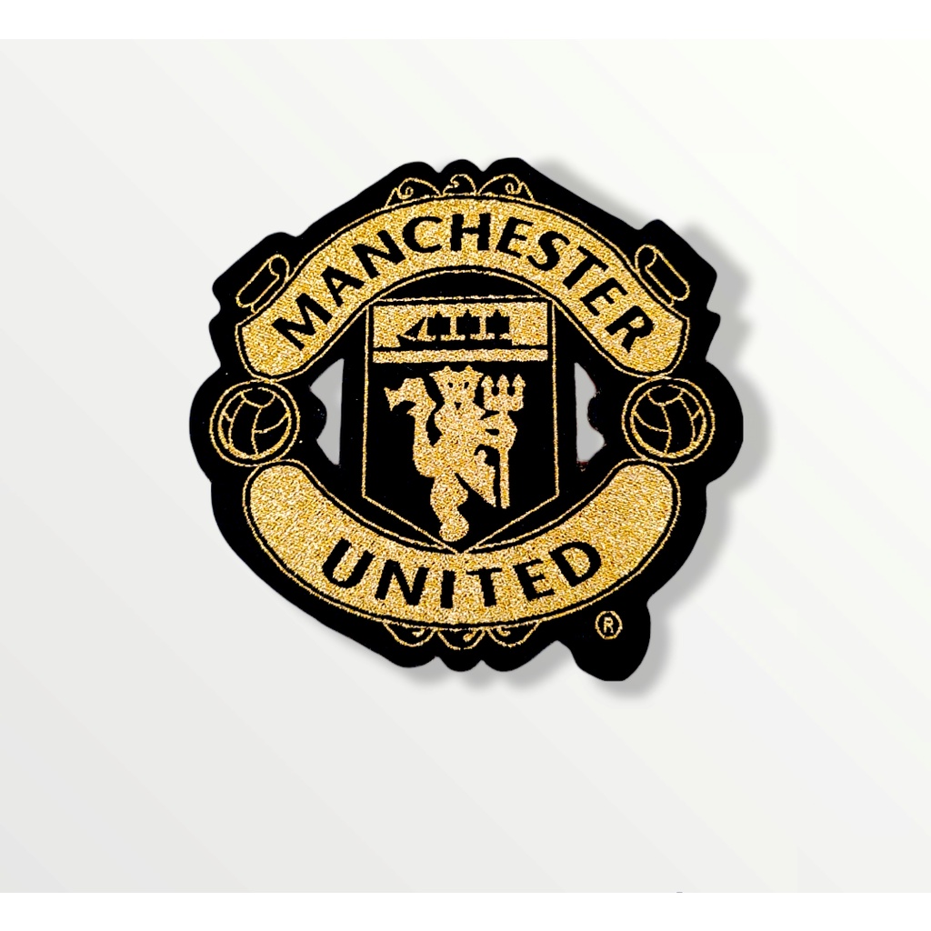 Jual Logo Patch Woven / Emblem Club Bola MU Hitam Gold | Shopee Indonesia