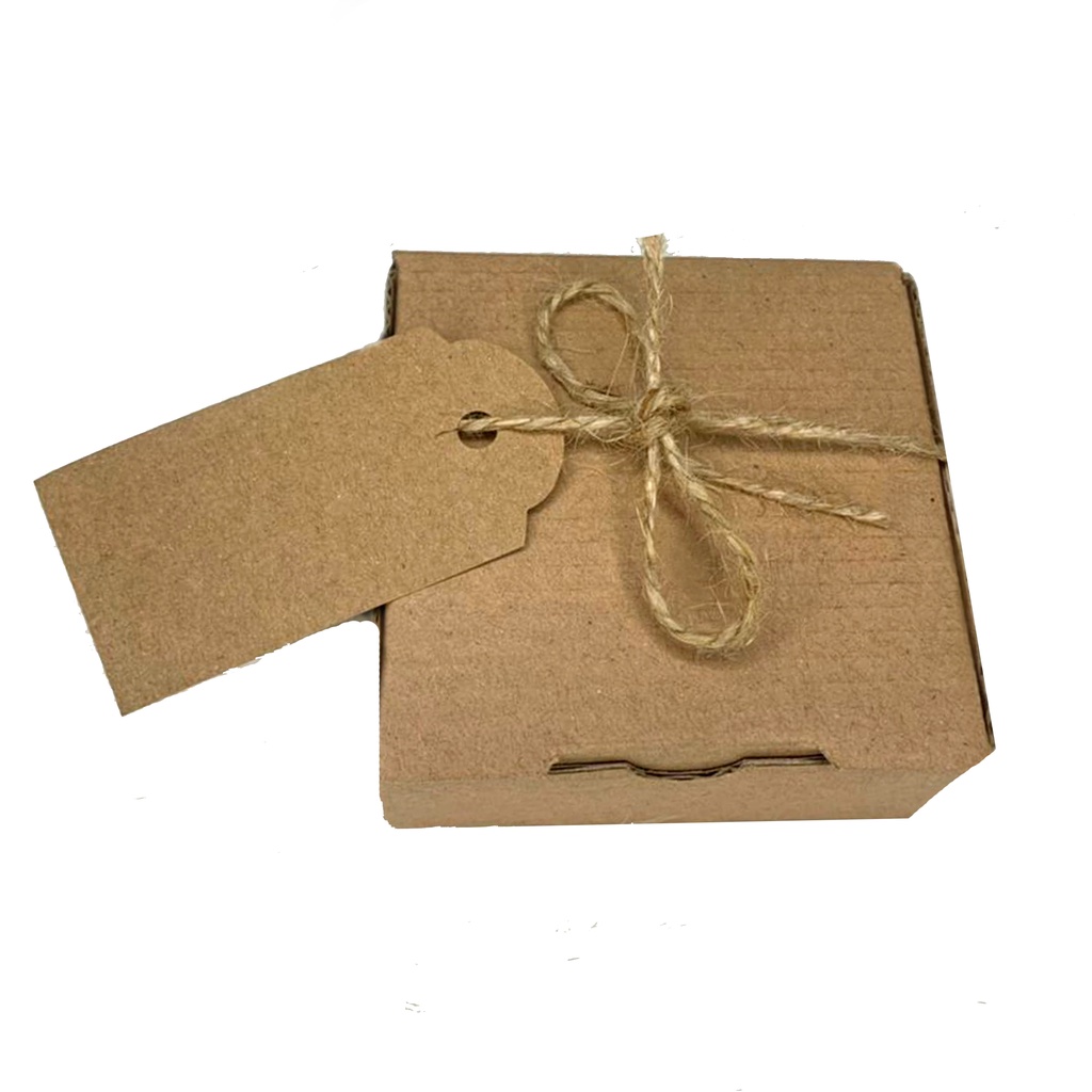 Jual [Bisa COD] Mini Box + Tali Rami + Hang Tag Coklat Polos Ukuran ...