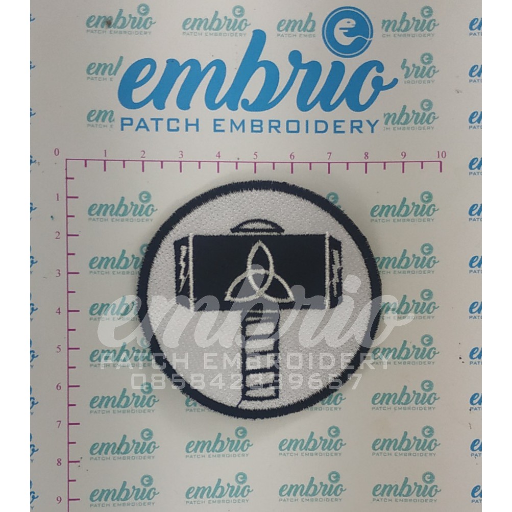 Jual HR-008 PATCH BORDIR LOGO MJOLNIR PALU THOR HAMMER SUPERHERO MARVEL ...