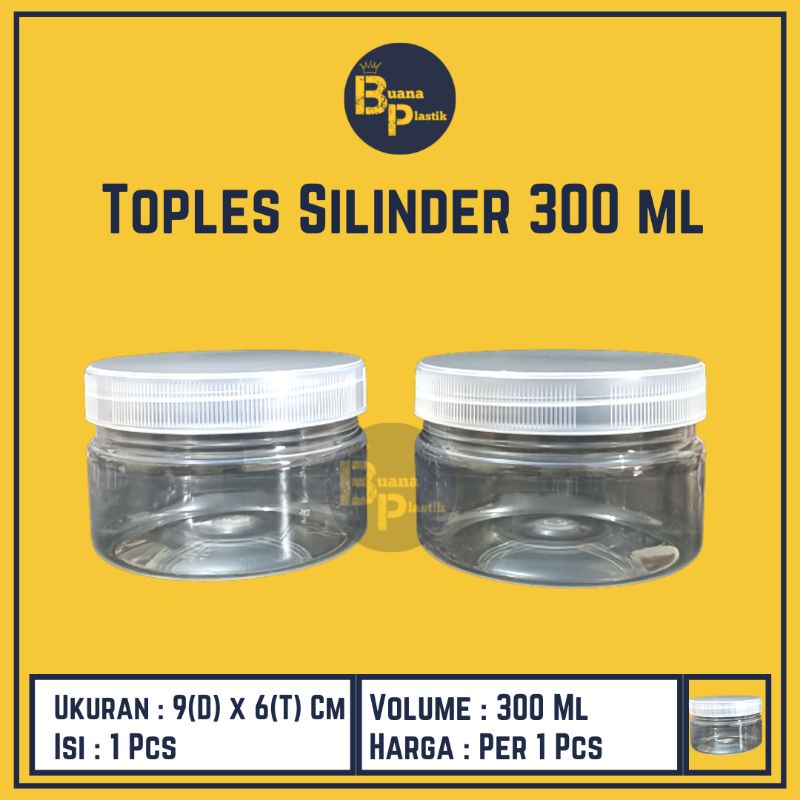 Jual Toples tabung silinder plastik 300 ml tebal / Jar Cylinder 300ml / Toples Cylinder Screw ...