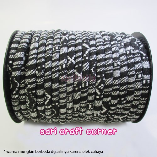 Jual Rol - Tali Tenun Hitam Putih 6mm (TN01) - Songket Etnik - Tribal ...