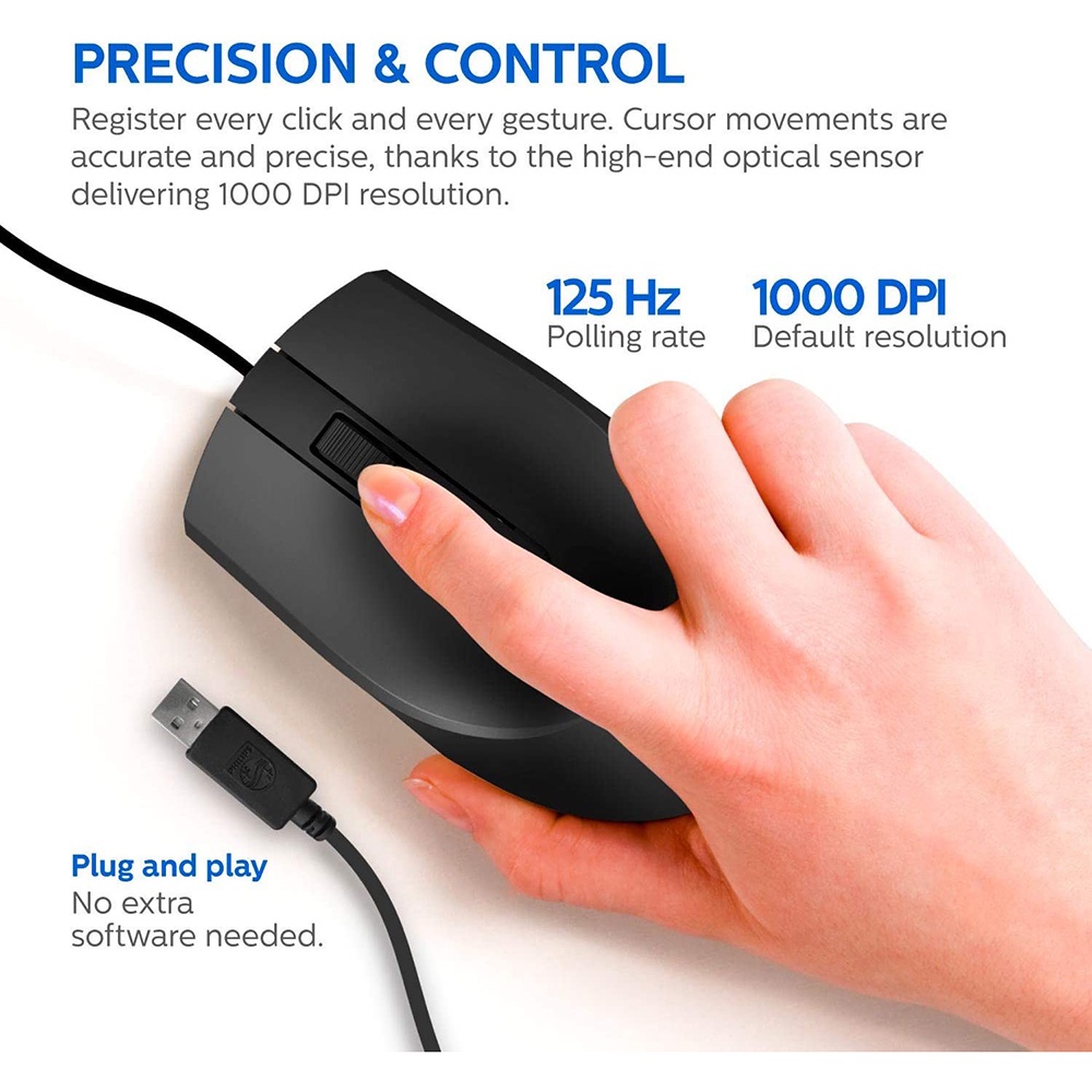 Jual Philips Mouse Kabel M104 Wired Optical 1000 DPI | Shopee Indonesia