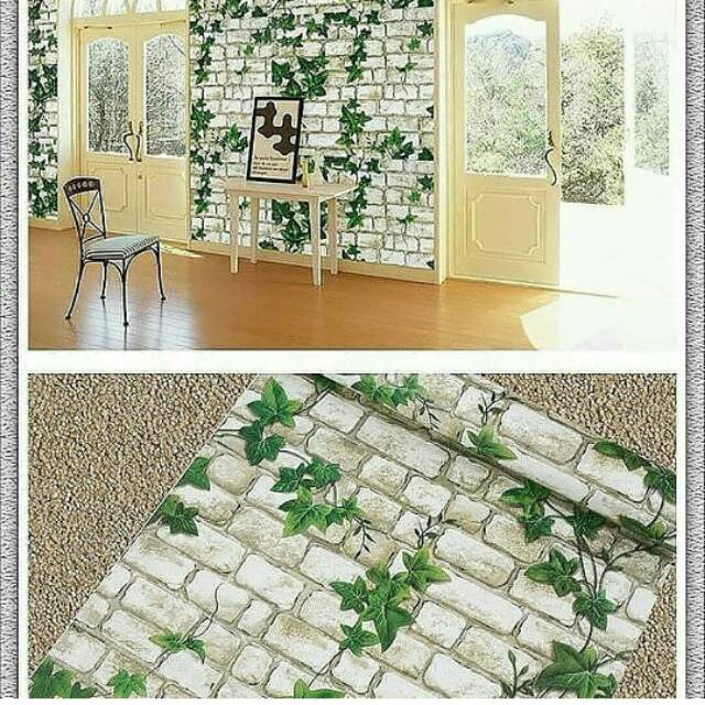 Jual WALLPAPER Bata Putih Daun Wallpaper Dinding 10M x 45Cm | Shopee ...