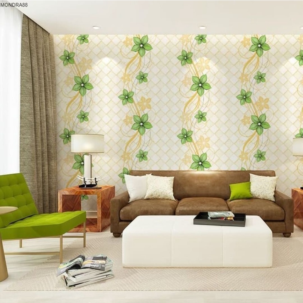 Jual WALLPAPER Stiker Dinding Ranting Bunga Hijau 10m/8.2m x 45cm ...