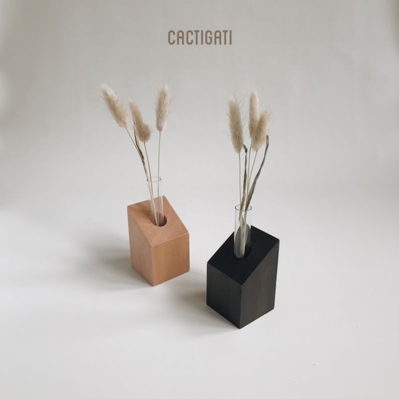 Jual WOODEN TUBE VASE | VAS AESTHETIC TABUNG KACA BUNGA KERING | Shopee ...