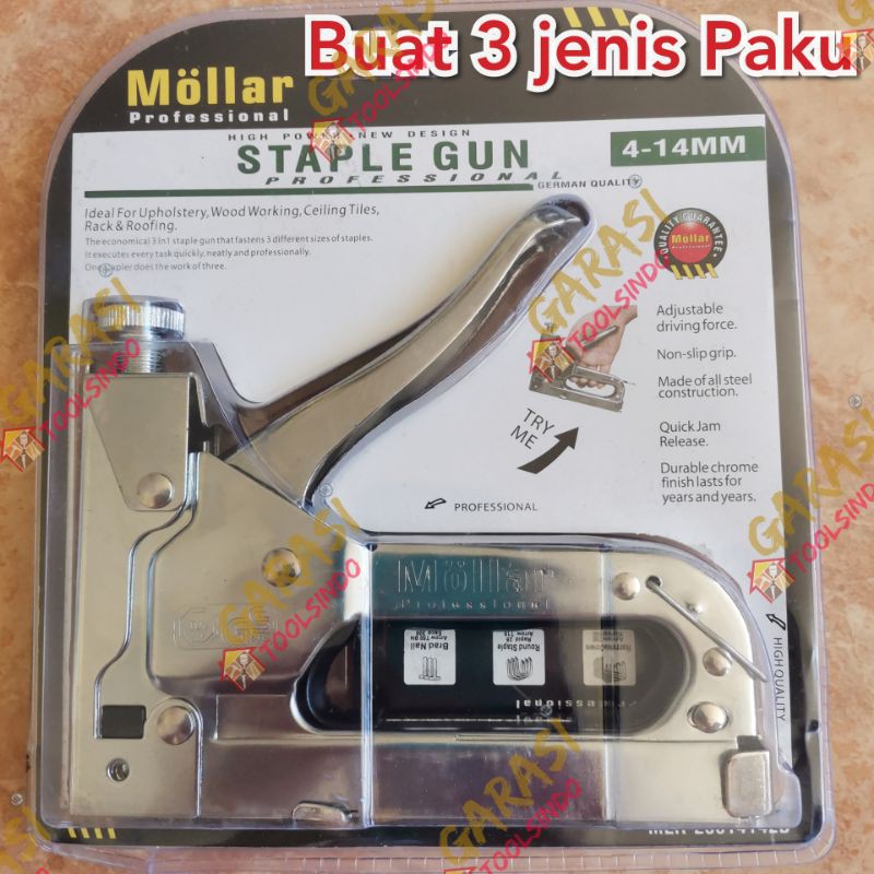 Jual staples jok 3 in 1 MOLLAR gun tacker staple gun stapler tembak ...