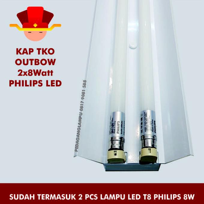 Jual Kap TKO Outbow Lampu TL T8 Philips Tube Ecofit LED 2x8 Watt / 60cm | Shopee Indonesia