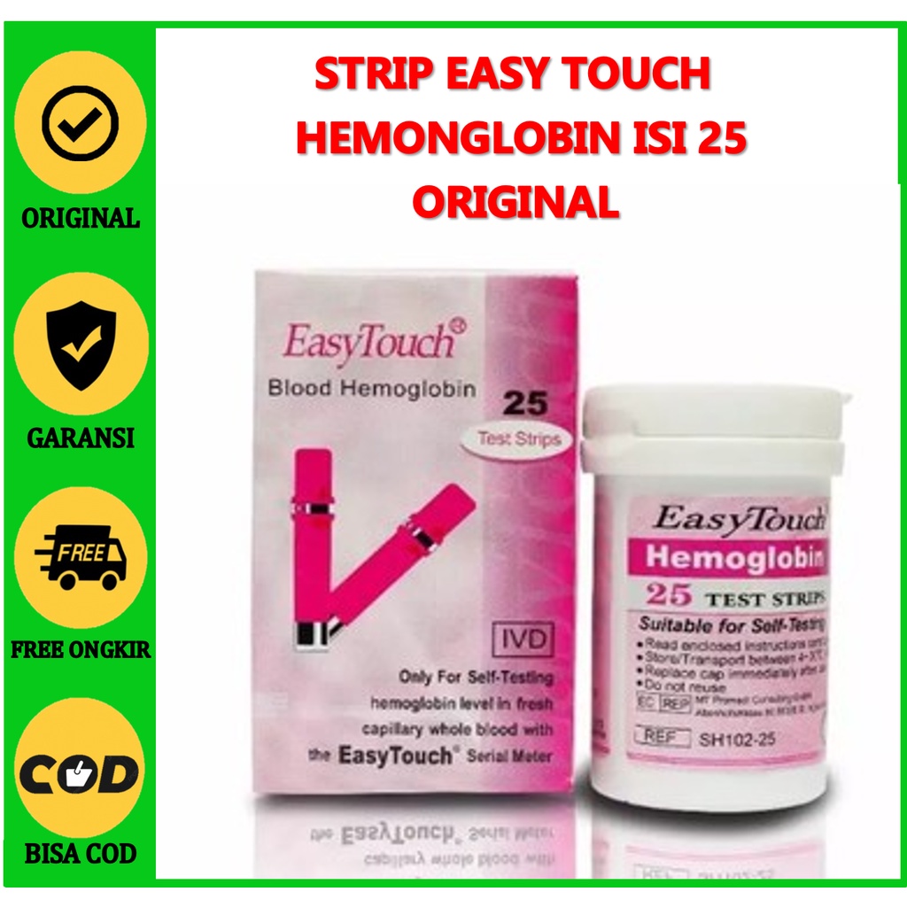 Jual Stik Easy Touch Strip Hemoglobin Refil Easytouch Tes Darah Hb Isi ...