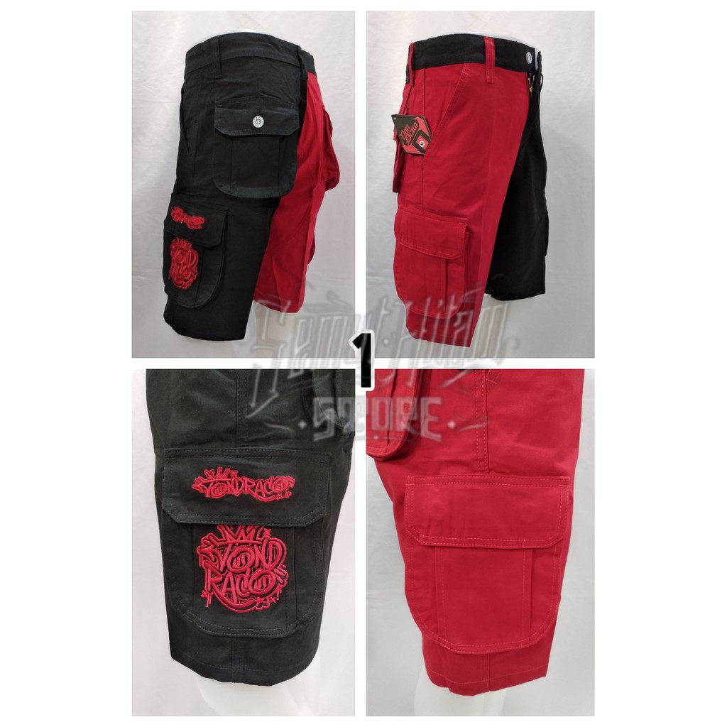 Jual Alpin Pendek Celana Cargo Pendek Kempol Pdl Punk Hitam Merah Von