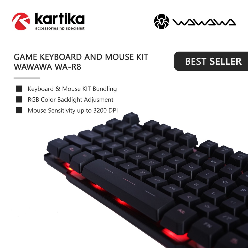 Jual WAWAWA WA-R8 Keyboard KIT with Mouse Gaming 3 Color Backlight ...