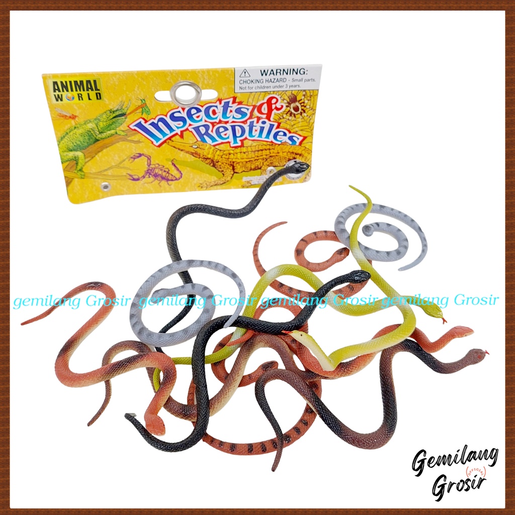 Jual Set Mainan Ular Ularan Mainan Reptile Ular Isi 1 Lusin Ular Karet ...