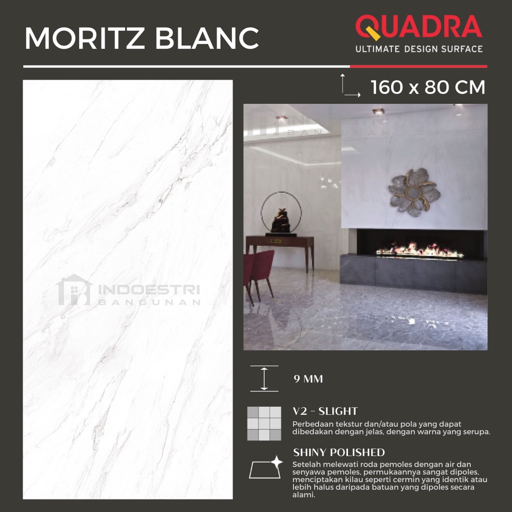 Jual Granit Quadra Moritz Blanc 160 x 80cm (1 dus / 2,56m2) Shiny ...