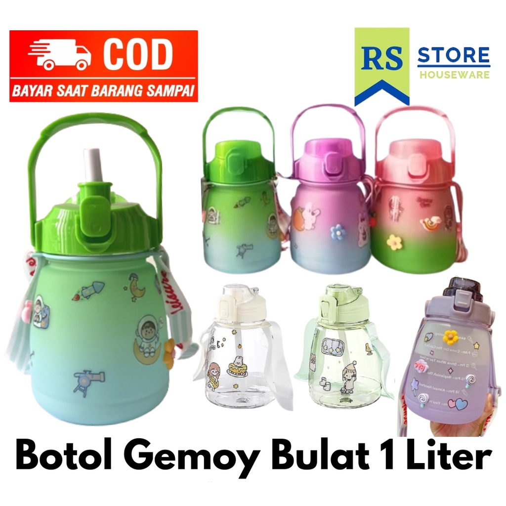 Jual Botol minum viral gemoy aesthetic korea terbaru cantik 1,3 liter ...