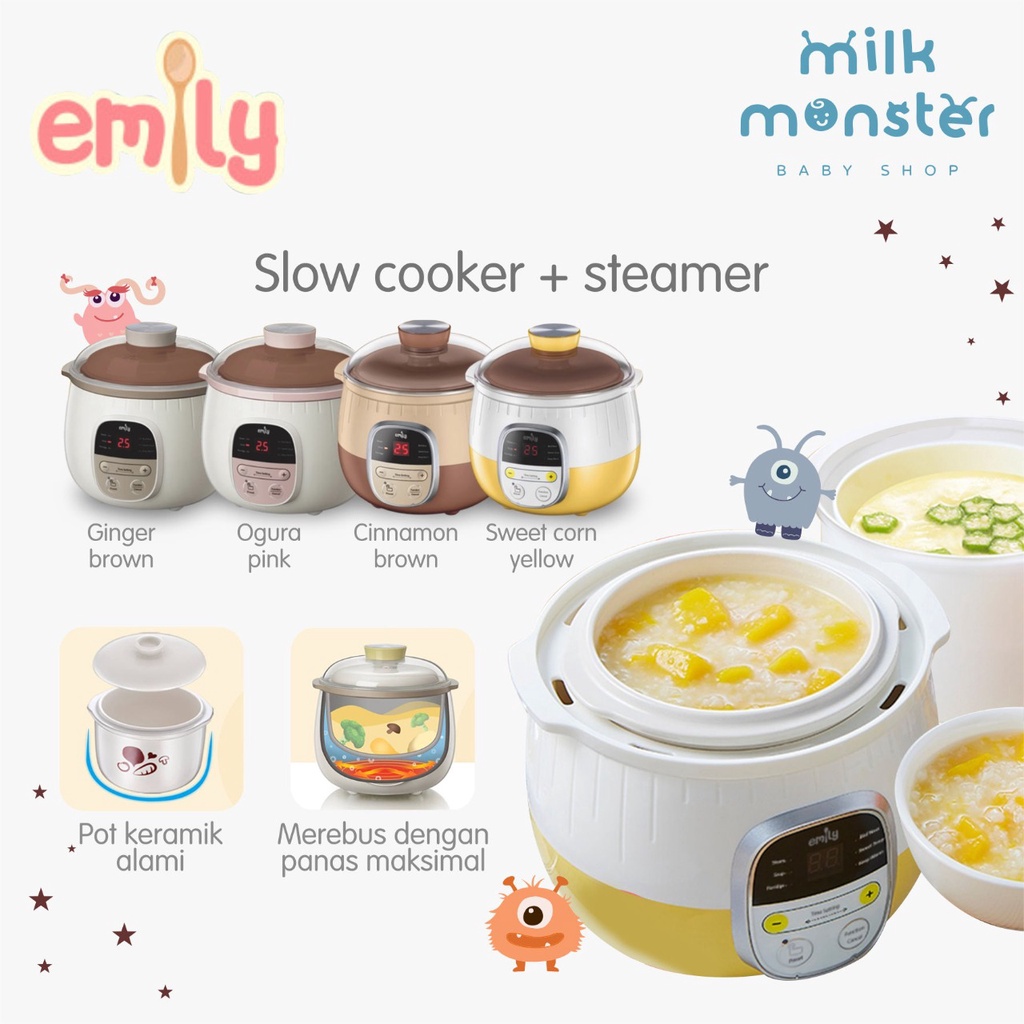 Jual EMILY Slow Cooker + Steamer 0.8L Clay Pot / Slow Cooker | Shopee ...