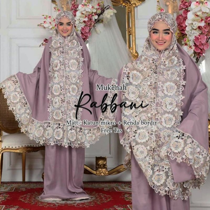 Jual Mukena Rabbani renda lebar jumbo free tas (LABEL ZONYA) | Shopee ...