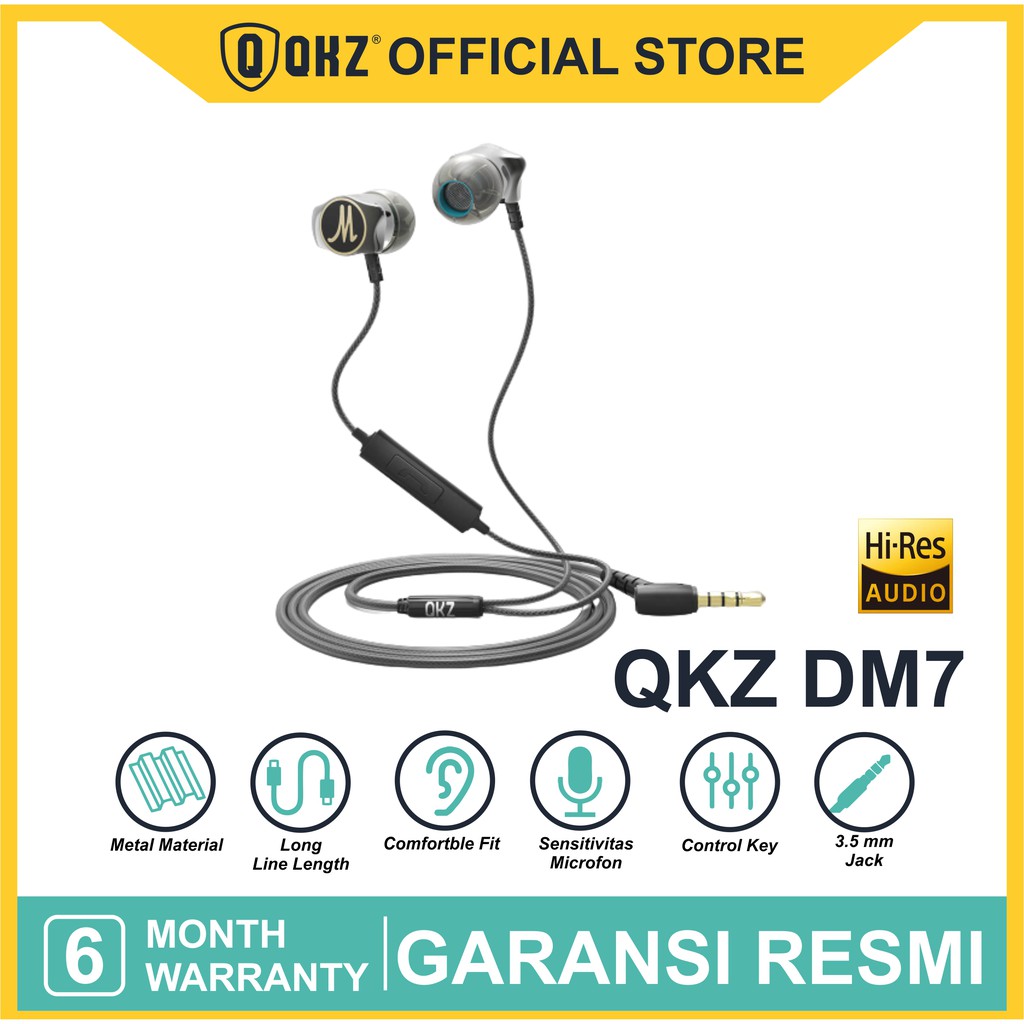 Jual QKZ DM7 with Mic In Ear Metal Earphone Headset Bass IEM | Shopee ...