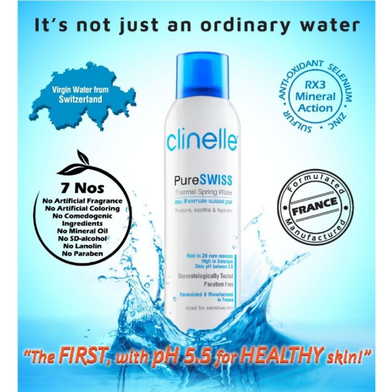 Jual clinelle pureswiss thermal spring water | Shopee Indonesia