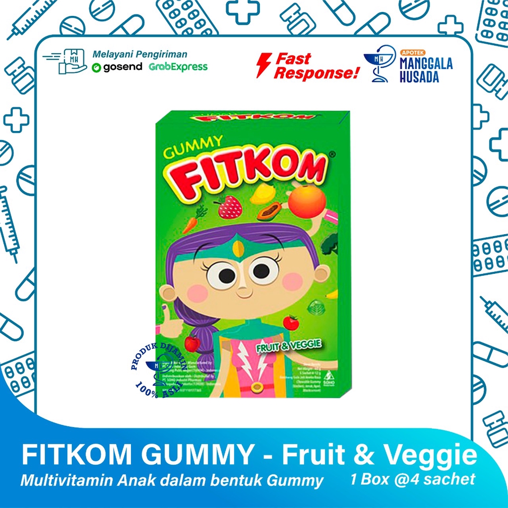 Jual FITKOM GUMMY FRUIT & VEGGIE 1 BOX 4 SACHET @12 GR | Shopee Indonesia