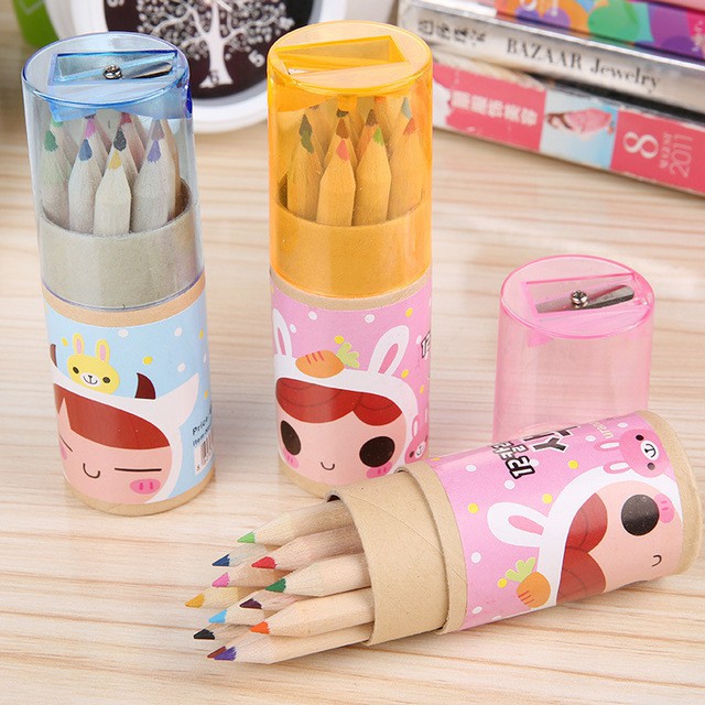 Jual Crayon 12 Warna Plus Serutan Set Pensil Cat Pensil Warna Rautan