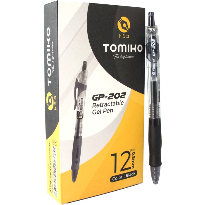 Jual PULPEN TOMIKO GP-202 BLACK GEL INK PEN RATRACTABLE ( SATUAN ) | Shopee Indonesia