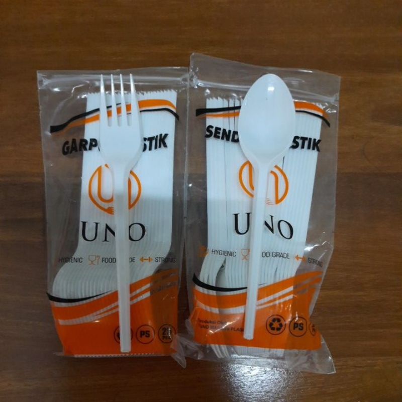 Jual Sendok dan Garpu makan platik Food Grade UNO putih dop hajatan ...
