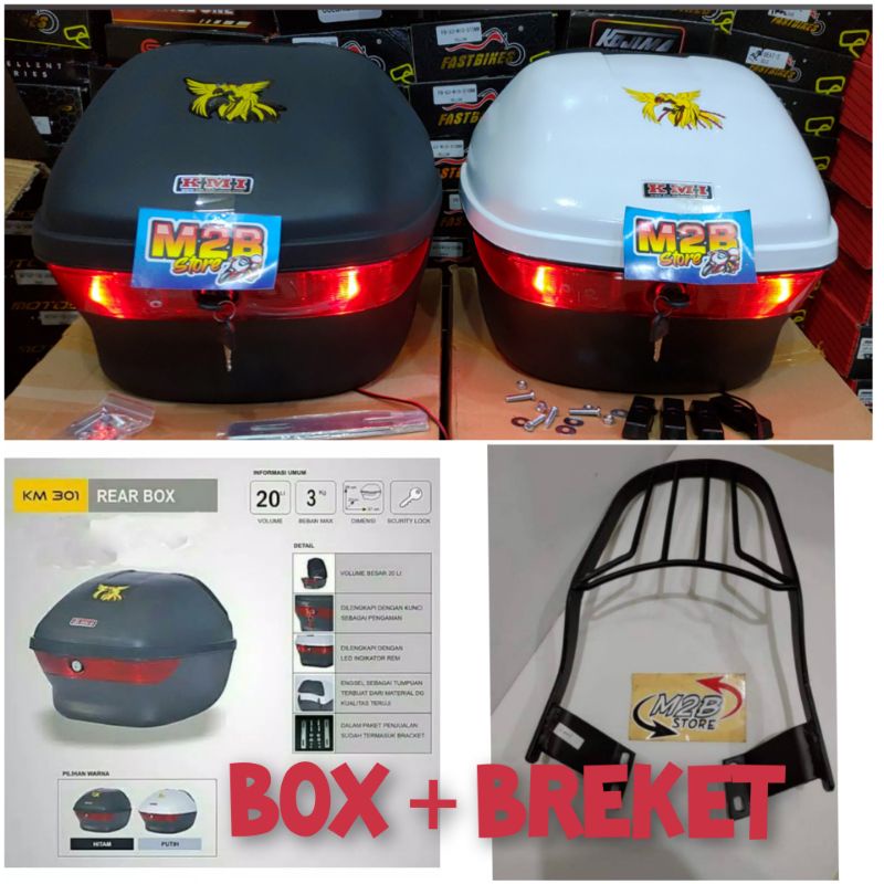 Jual PAKET Box motor KMI 301 + Breket dudukan box + lampu rem Vario Mio Vario Beat Verza satria ...