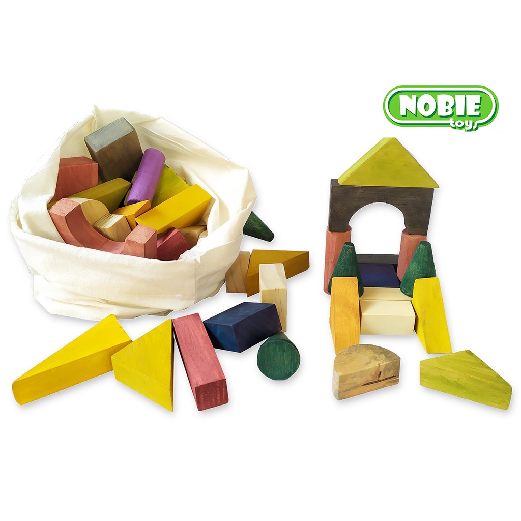 Jual Nobie Mainan Kayu Edukasi Open Ended Toys Balok bangun natural 2cm ...