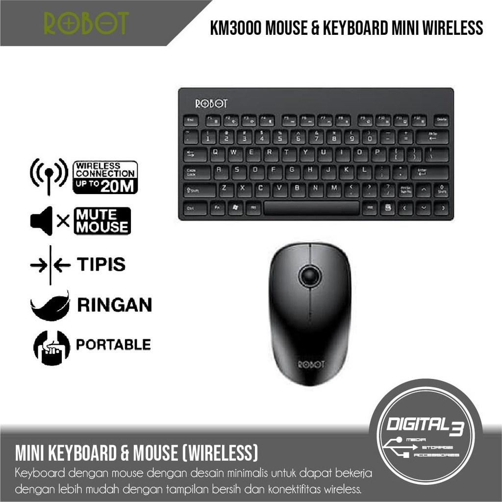 Jual Robot Multimedia Combo Keyboard dan Mouse Wireless mini Portable ...