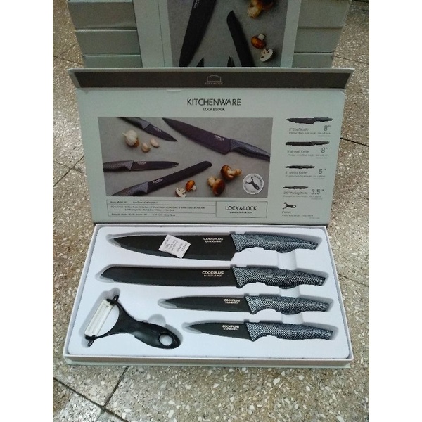 Jual LocknLock Exclusive Cookplus Knife 5P Set Black Pisau Dapur Lock ...