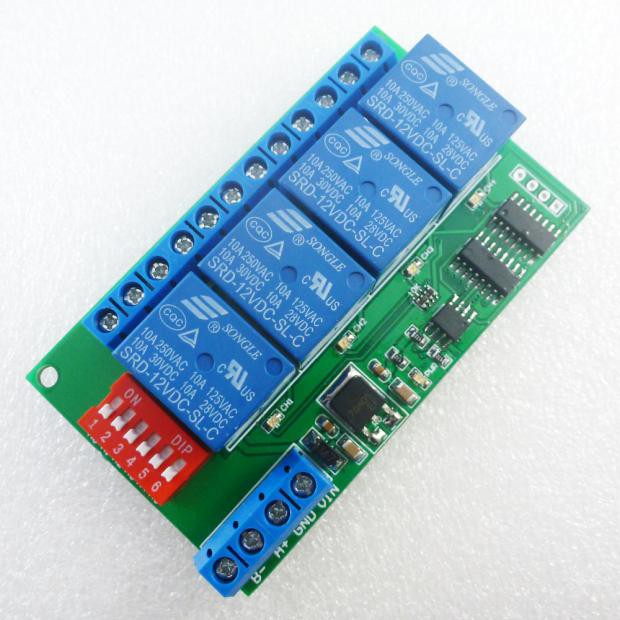 Jual IMPORT 12V RS485 Relay 4CH Modbus RTU PC UART Board for PLC Lamp ...