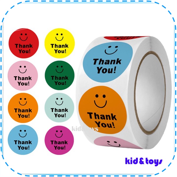 Jual 1 Roll Isi 500 Stiker Label Stiker Thank You Stiker Emoticon Imo ...