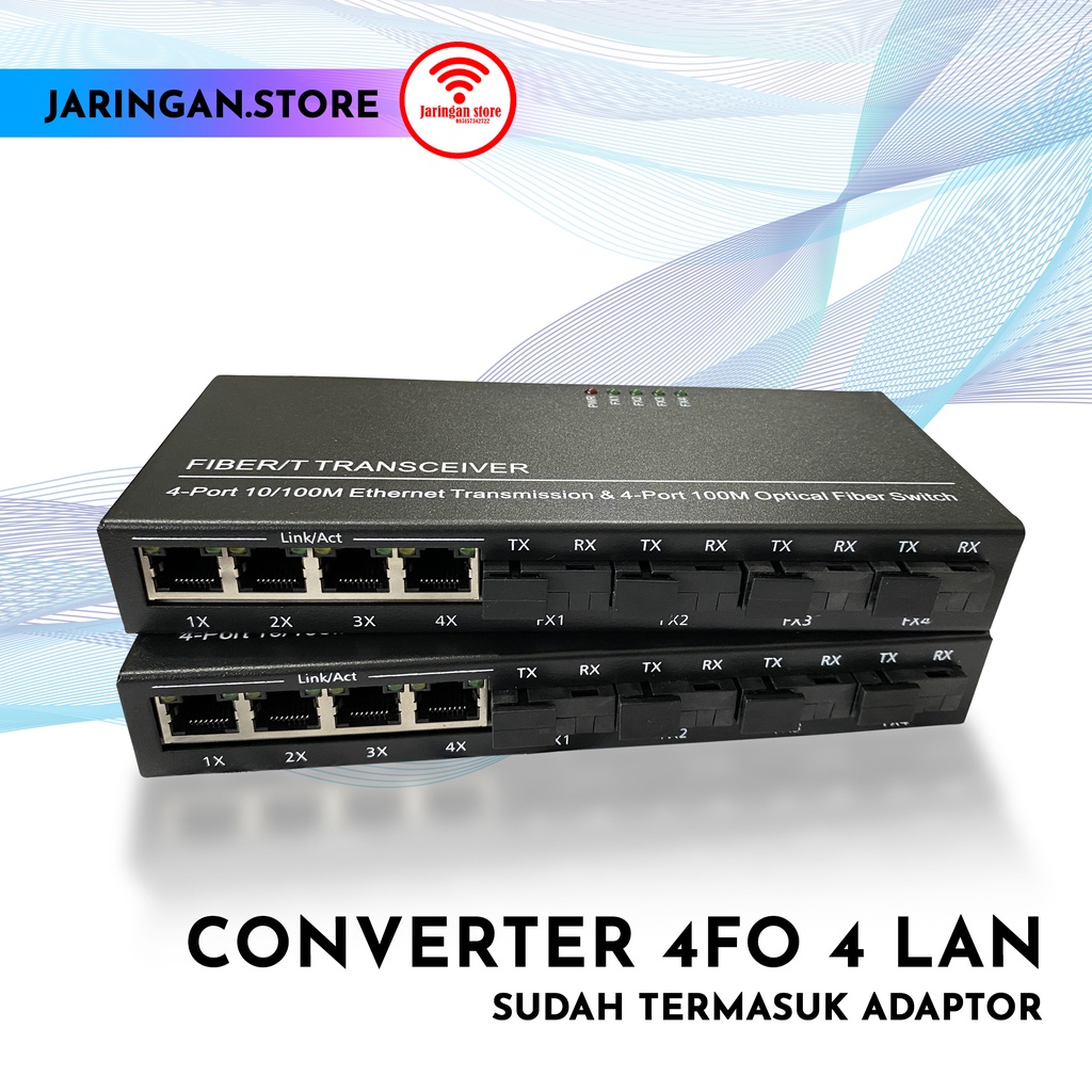 Jual MEDIA CONVERTER 4 FO 4 LAN + ADAPTOR | Shopee Indonesia