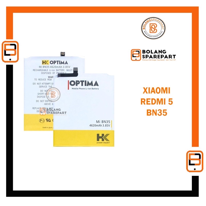 Jual BATERAI BATRE XIAOMI REDMI 5 BN35 HK OPTIMA DOUBLE IC | Shopee ...