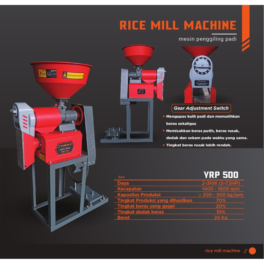 Jual Mesin Penggiling Gabah Padi Beras YASUKA YAMICHI YRP-500 YRS020 ...