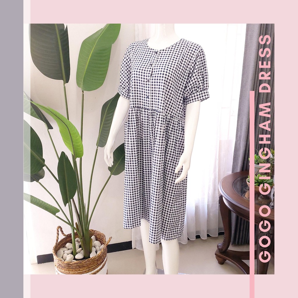 Jual Katn Gogo Gingham - Dress | Homedress | Homewear | Loungewear ...