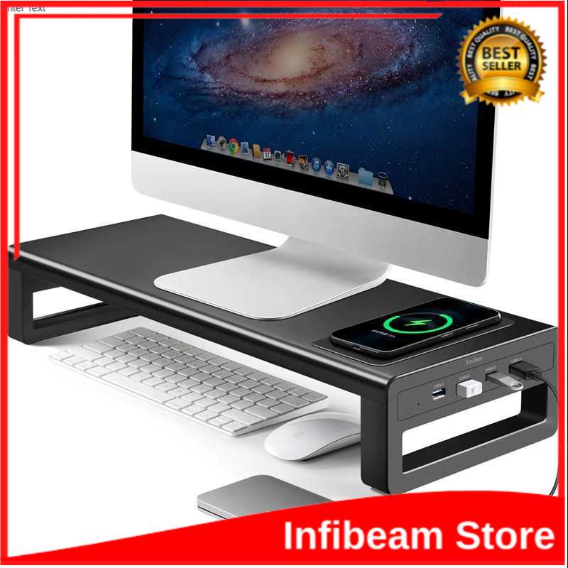 Jual Vaydeer Meja Monitor Stand Riser 4 Port USB 3.0 Wireless Charging ...