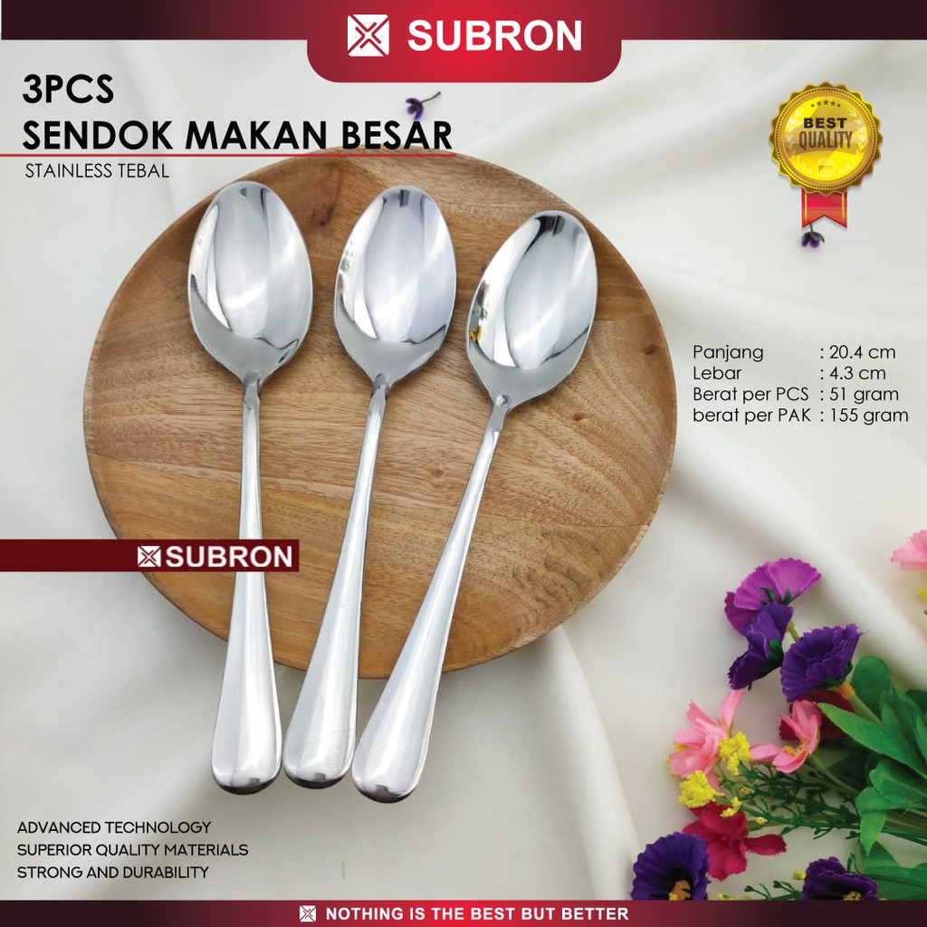 Jual SUBRON 3Pcs Sendok Garpu Makan Hotel Besar dan Standar Stainless ...