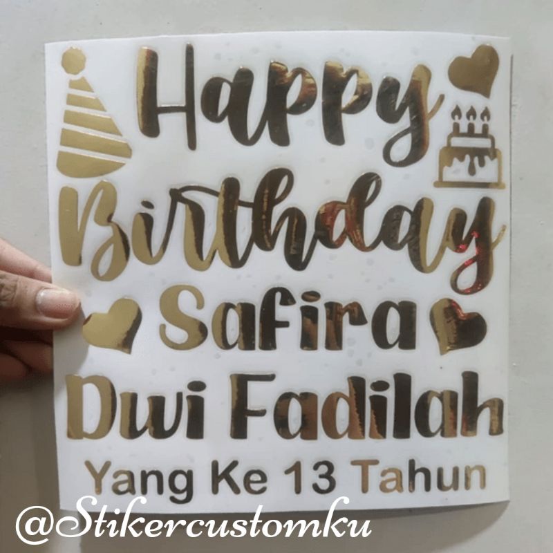 Jual Custom Stiker Balon PVC 18 inch Ukuran 20x20cm Gold Metalic Stiker ...